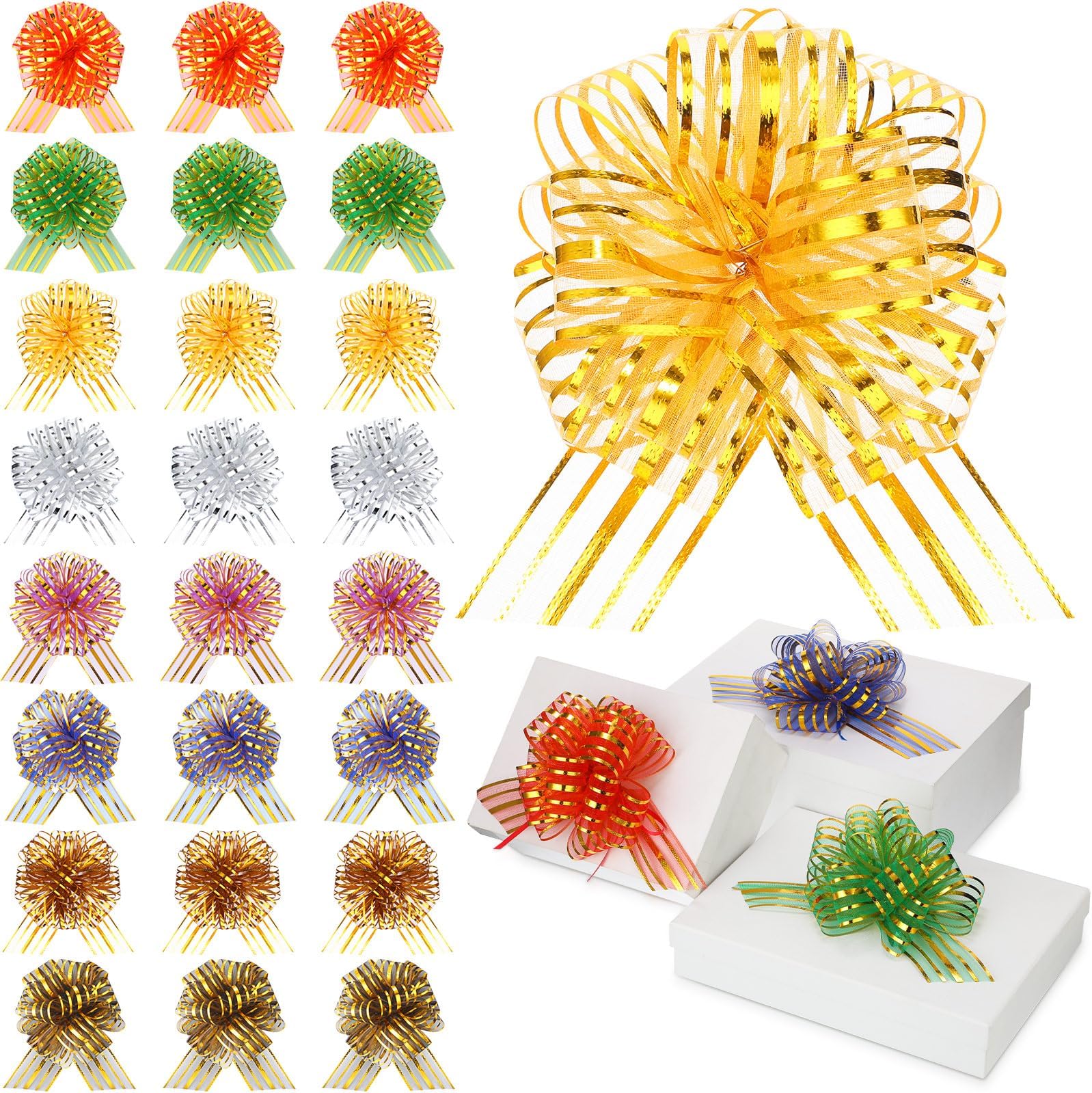 Amazon.com: Poen 24 Pcs Christmas Pull Bows for Gift Wrapping Large 6 ...