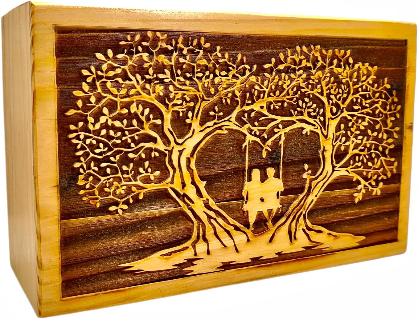 Amazon.com: Handmade Couple Design Wooden Cremation Urn Box for Adults ...