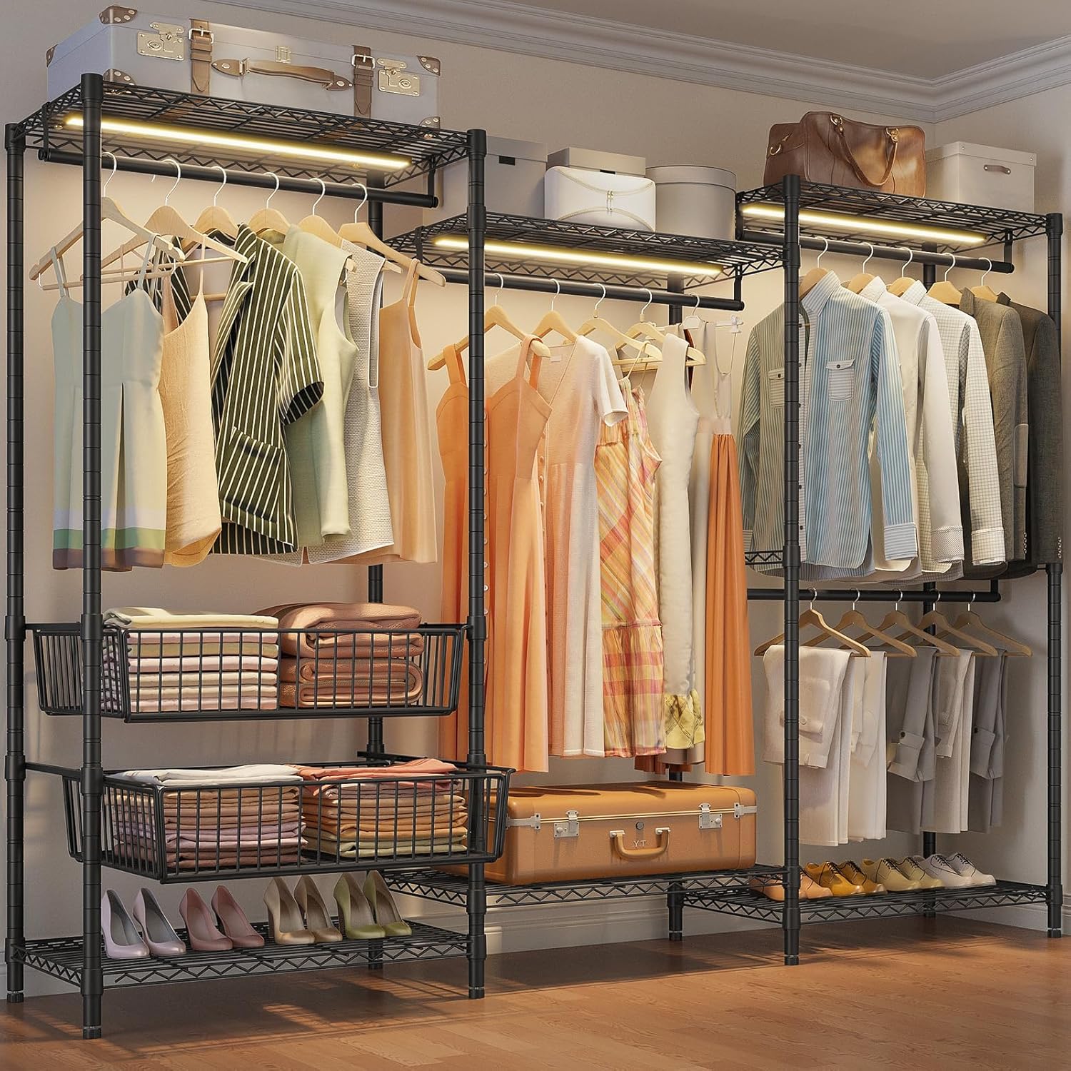 Amazon.com: VIPEK V10 Clothes Rack with Dimmable LED Lights, Black ...