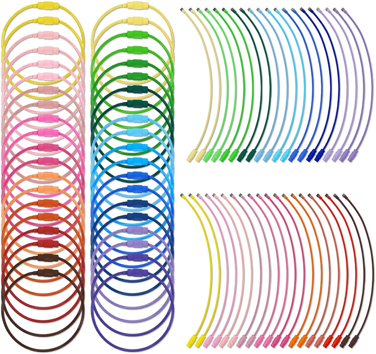 Amazon.com: GTILE 80 Pcs Wire Keychain Cable Steel Wire Key Ring 20 ...