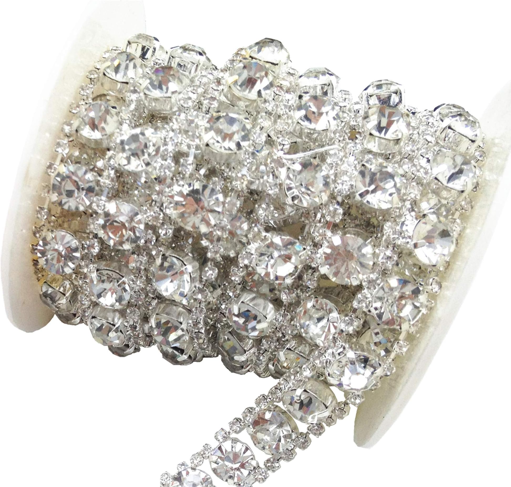 Amazon.com: Towenm 3 Yards 3 Rows Crystal Rhinestone Chain Trim for ...