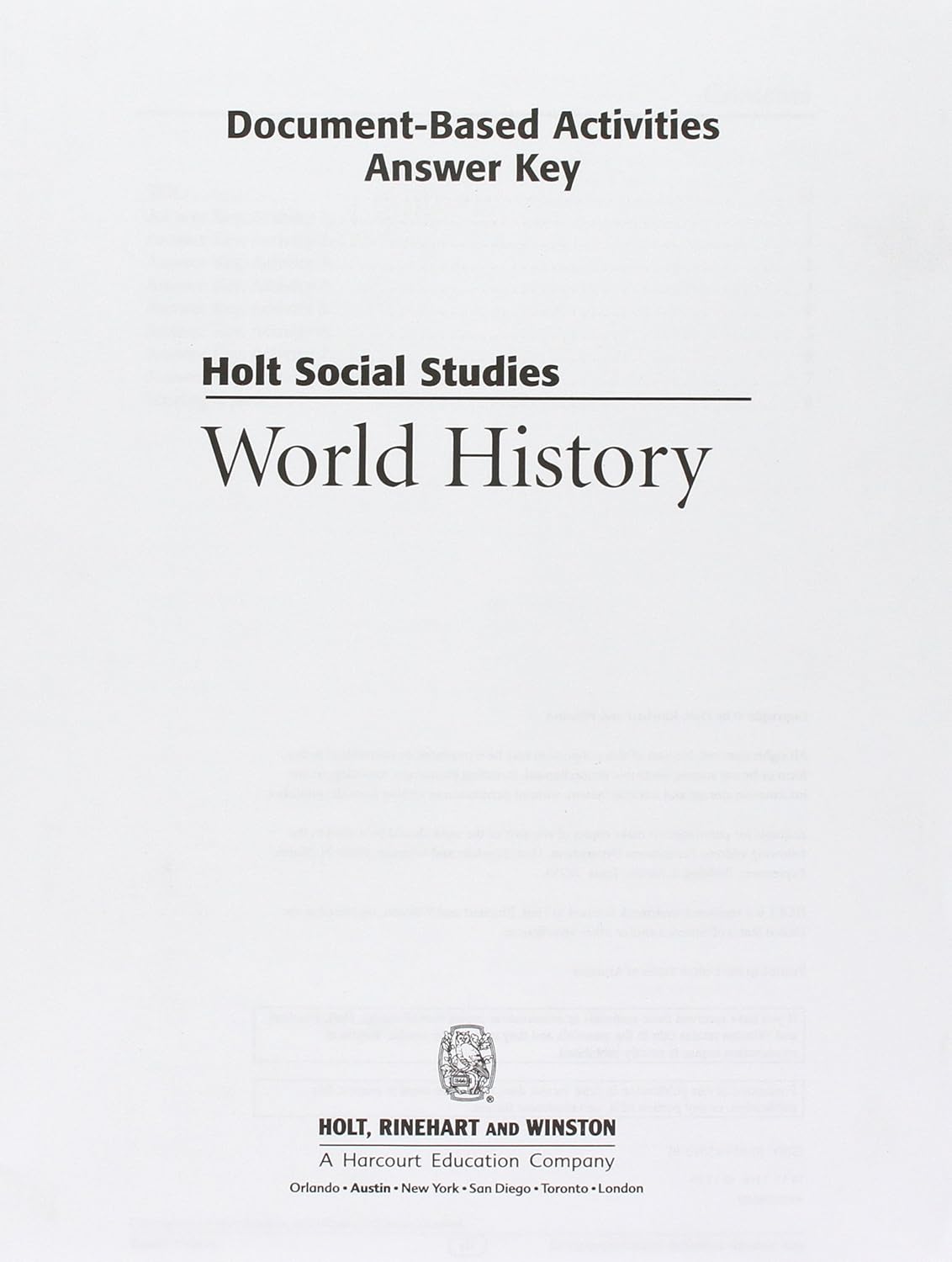 World History and Geography: Document-Based Questions Activities Answer ...