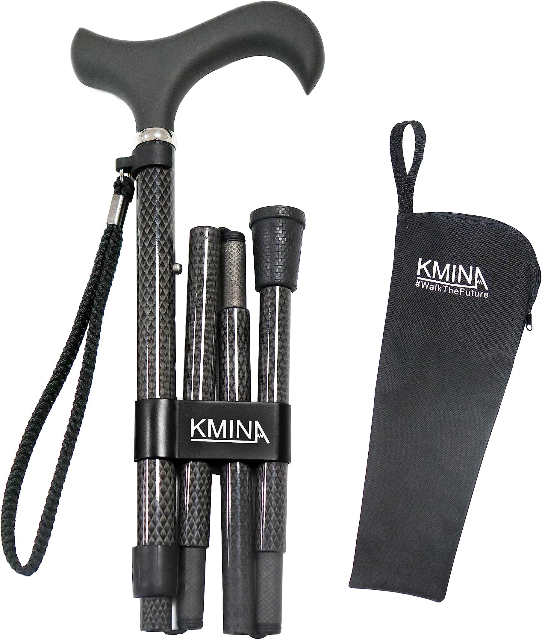 KMINA PRO - Carbon Fiber Walking Stick Foldable for Old People, Women ...