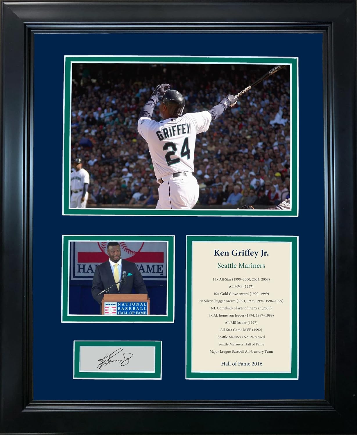 Framed Ken Griffey Jr Hall of Fame Facsimile Laser Engraved Signature ...