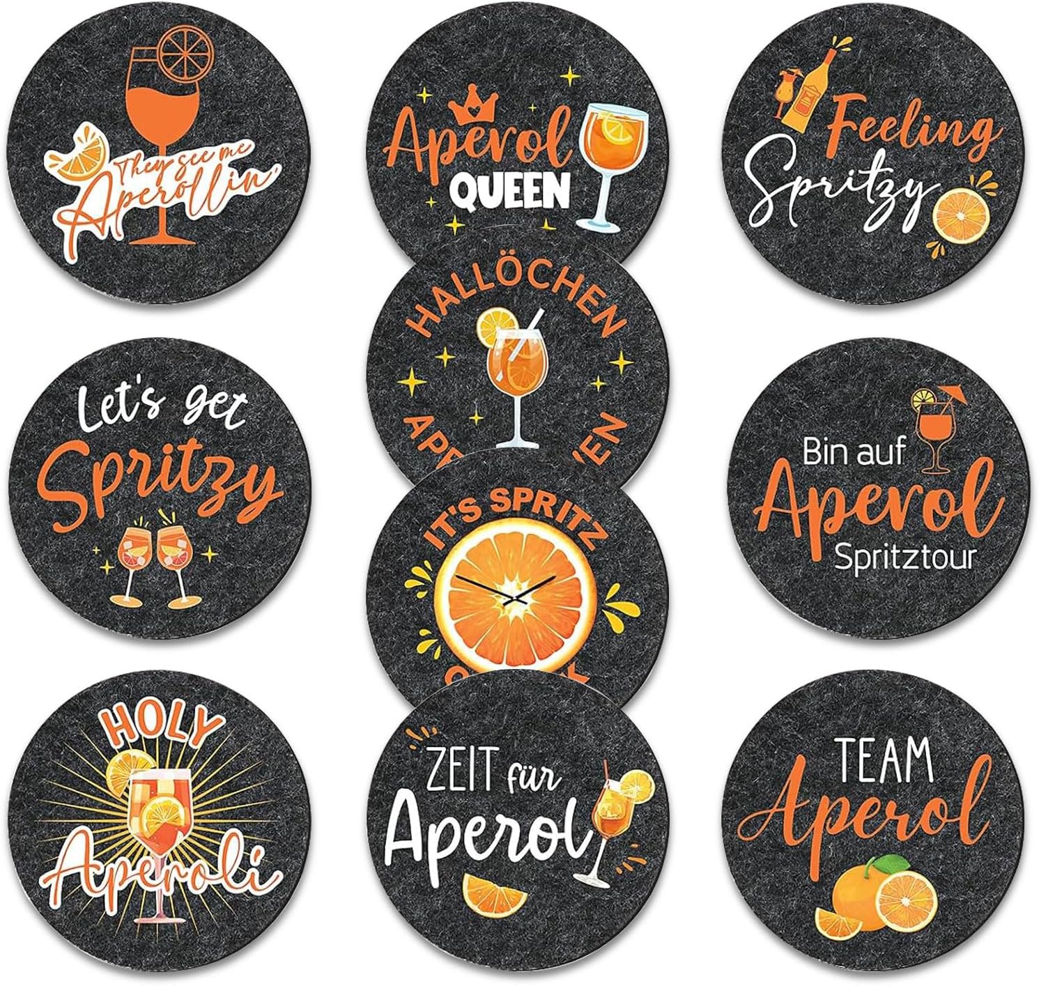 LAINIKE Aperol Coasters Sayings Aperol Fans Felt Coasters Round Glass ...