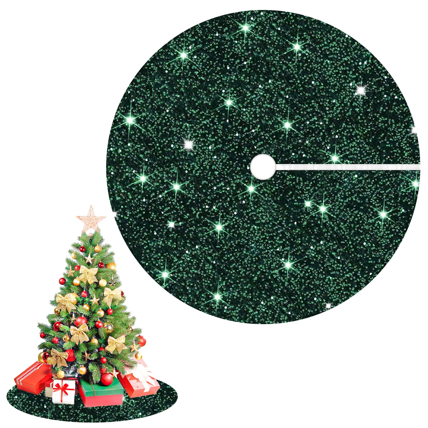 Amazon.com: Green Christmas Tree Skirt 46 Inch Velvet Tree Skirts ...
