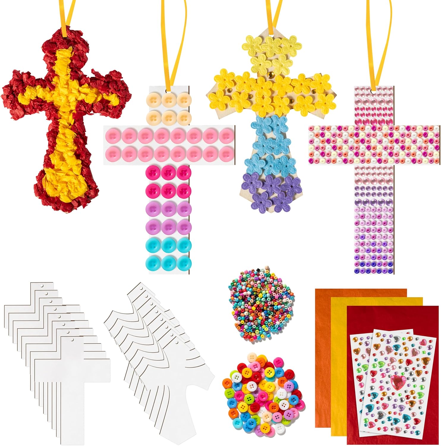 Amazon.com: WATINC DIY Wooden Cross Craft Kit - 24 Sets Christian Gift ...