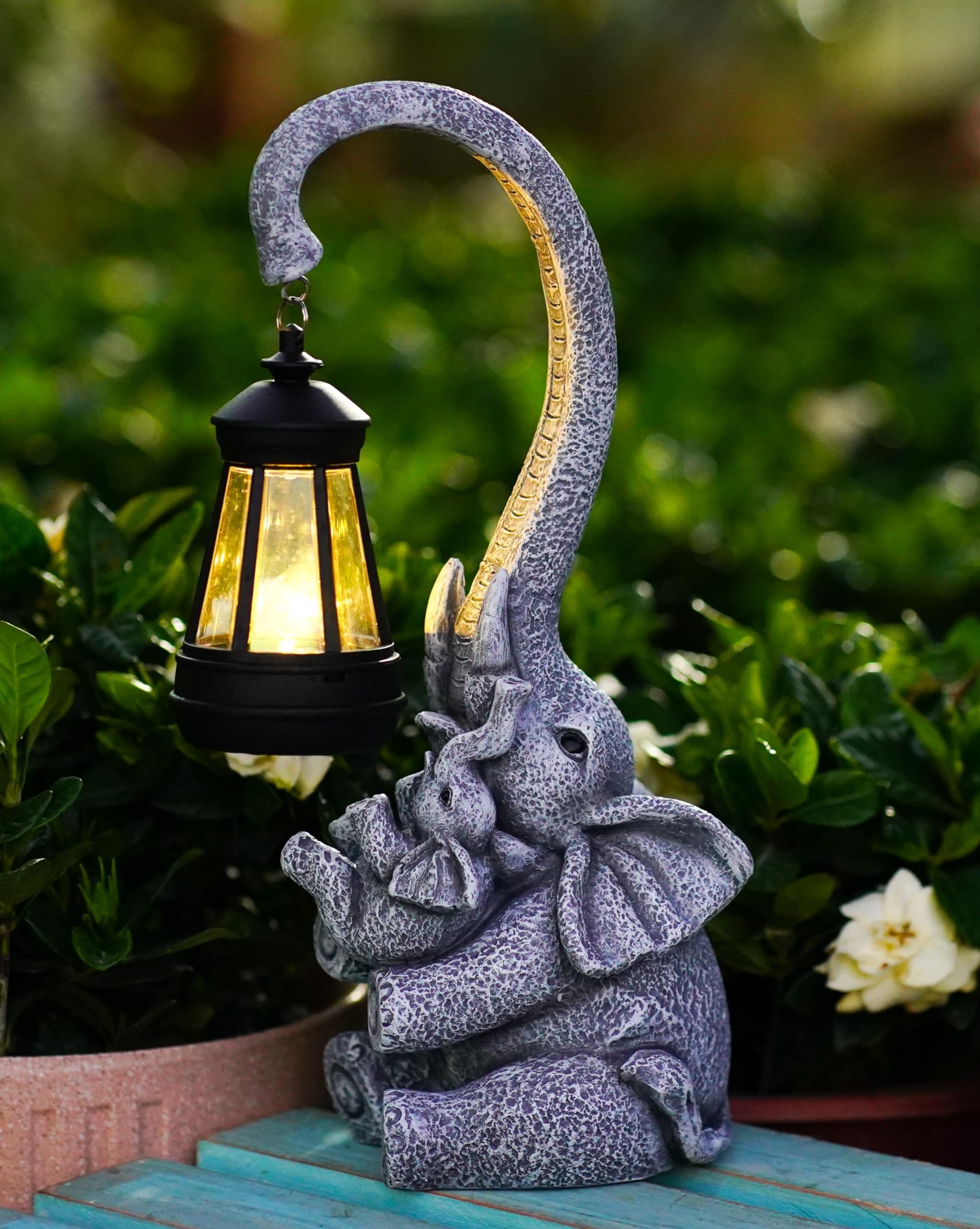Amazon.com: DWK African Elephant Statue Outdoor Front Porch Welcome ...
