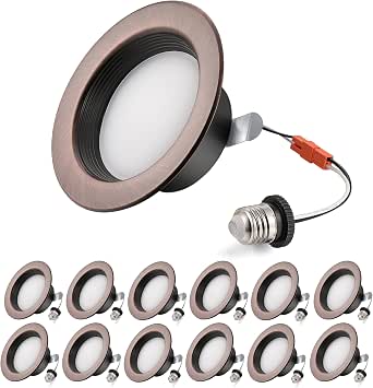 Premium Metal 4-Inch LED Recessed Lights Retrofit - Dimmable Baffle Can ...