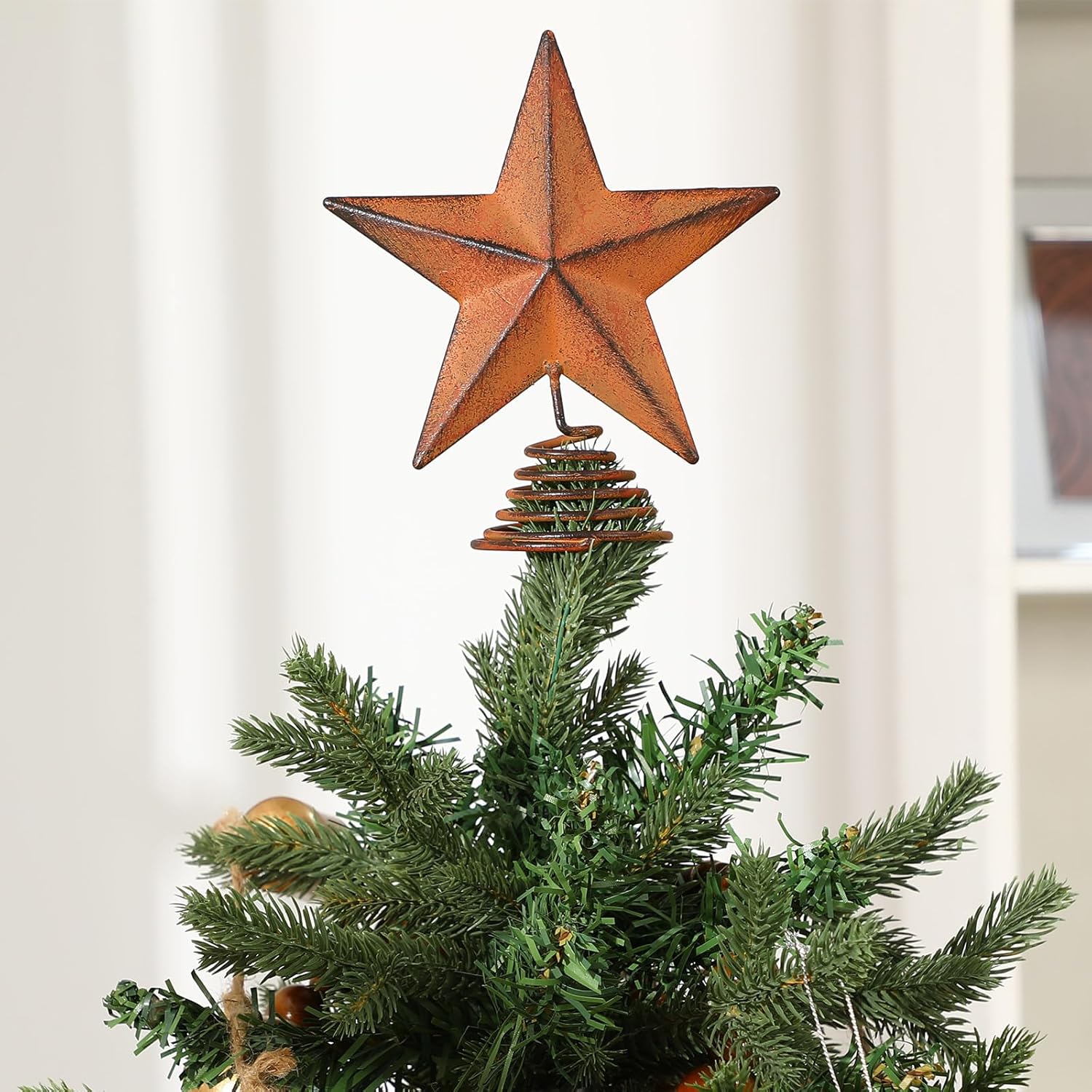 Amazon.com: Gejoy Mini Metal Rust Christmas Rustic Tree Topper Rural ...