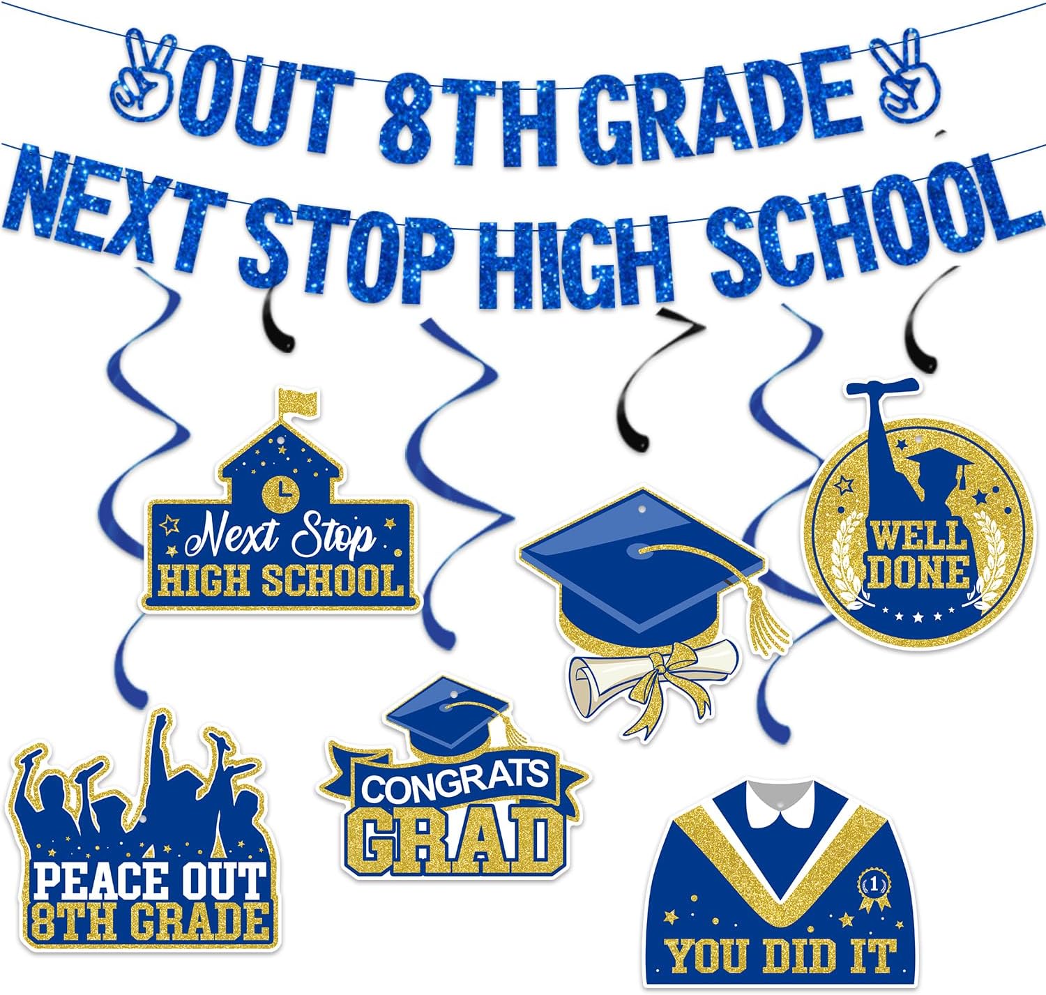 Amazon.com: Peace Out 8th Grade Next Stop High School Banner with ...