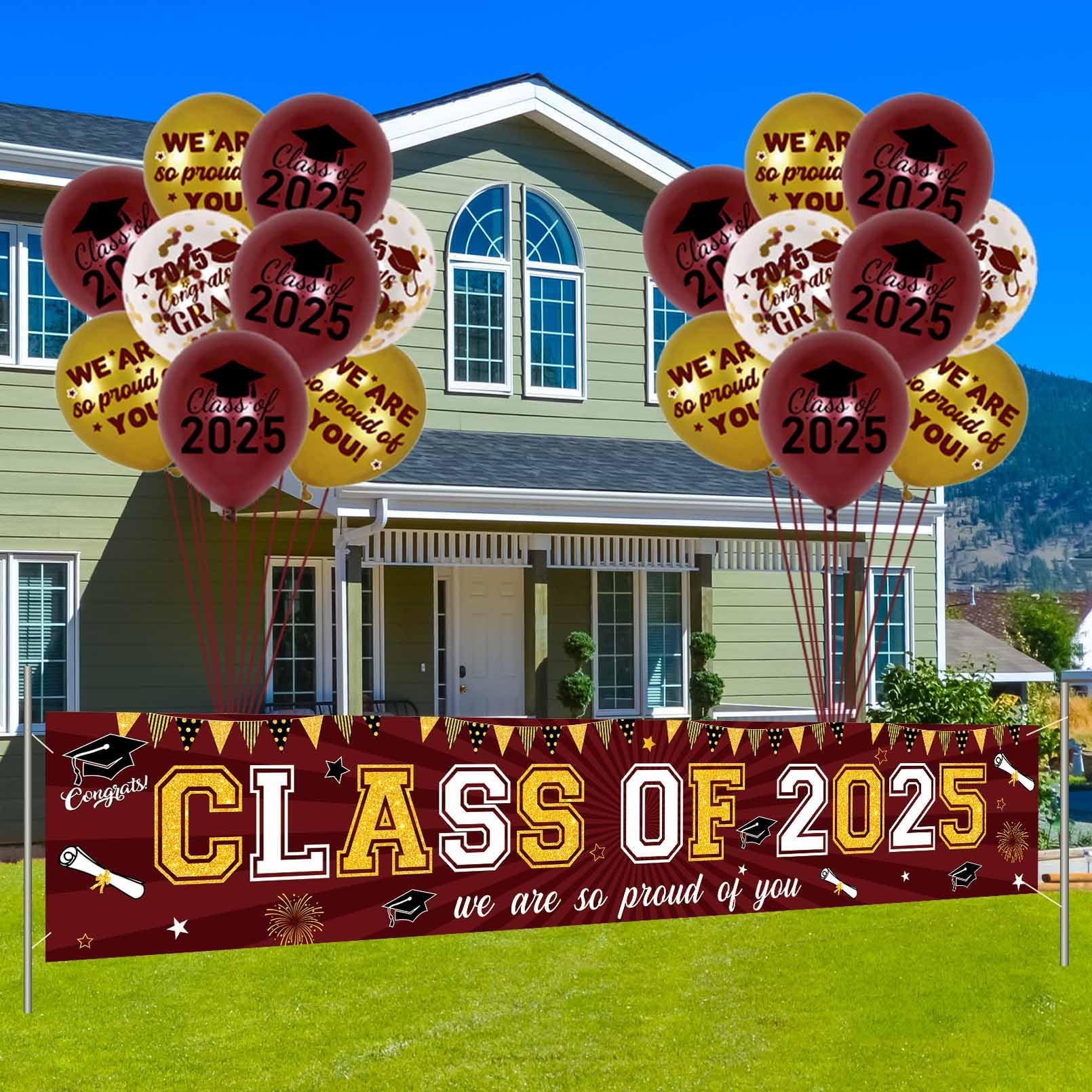 Amazon.com: Maroon and Gold Graduation Decorations Congrats Class of ...