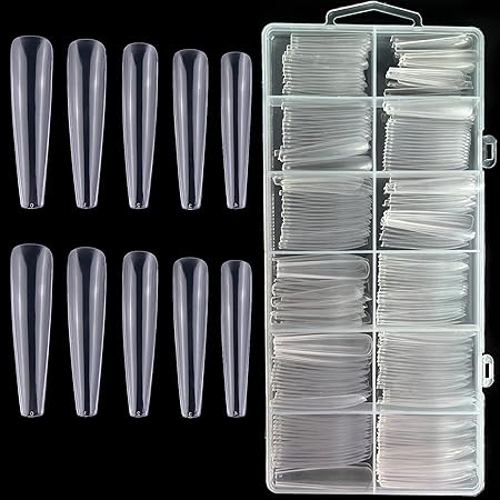 Amazon.com: LIONVISON 3XL Clear Full Cover Nail Tips for Acrylic Nails ...