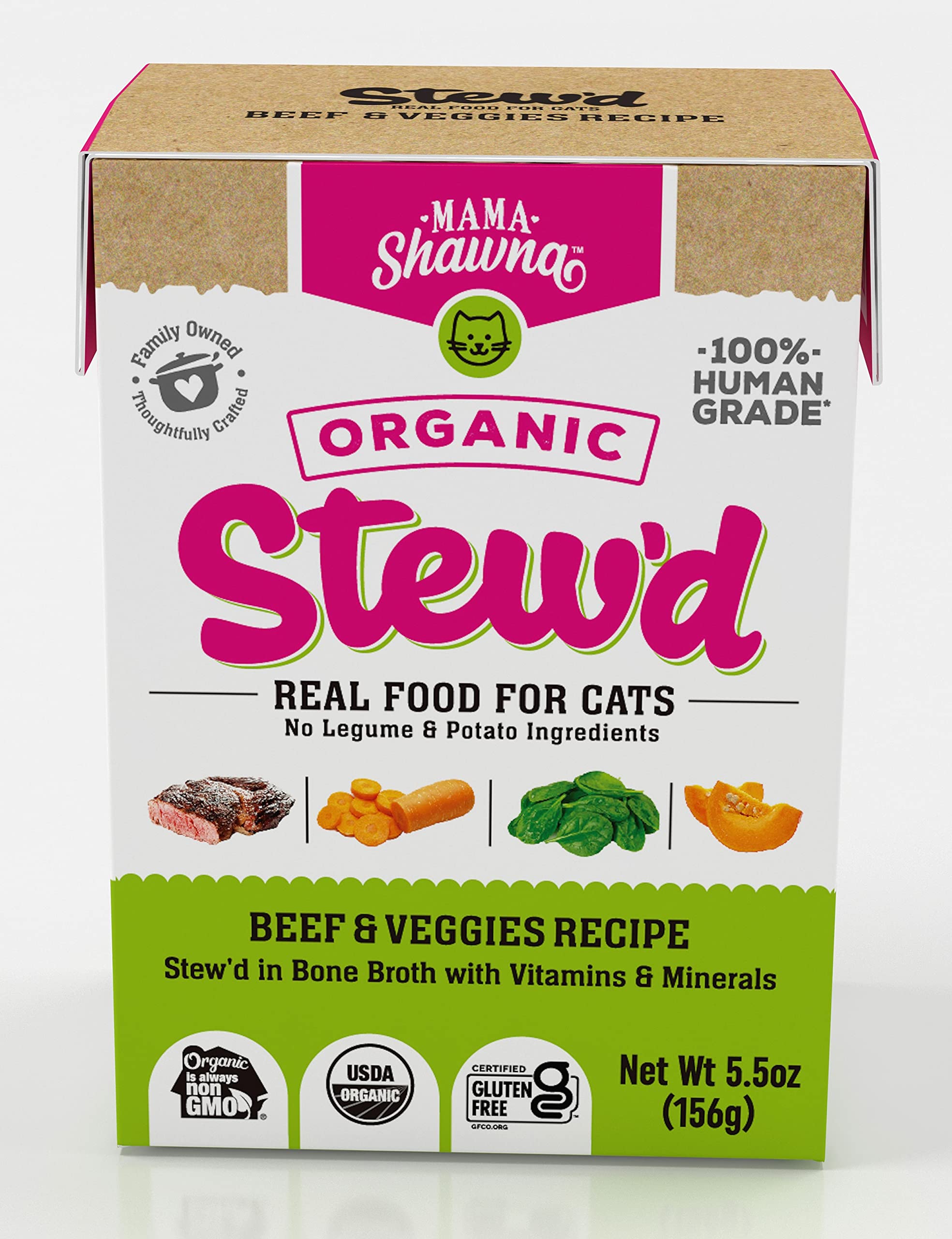 Mama Shawna Organic Stew'd Cat Beef & Veggies Recipe 5.5 oz. (12 Pack ...