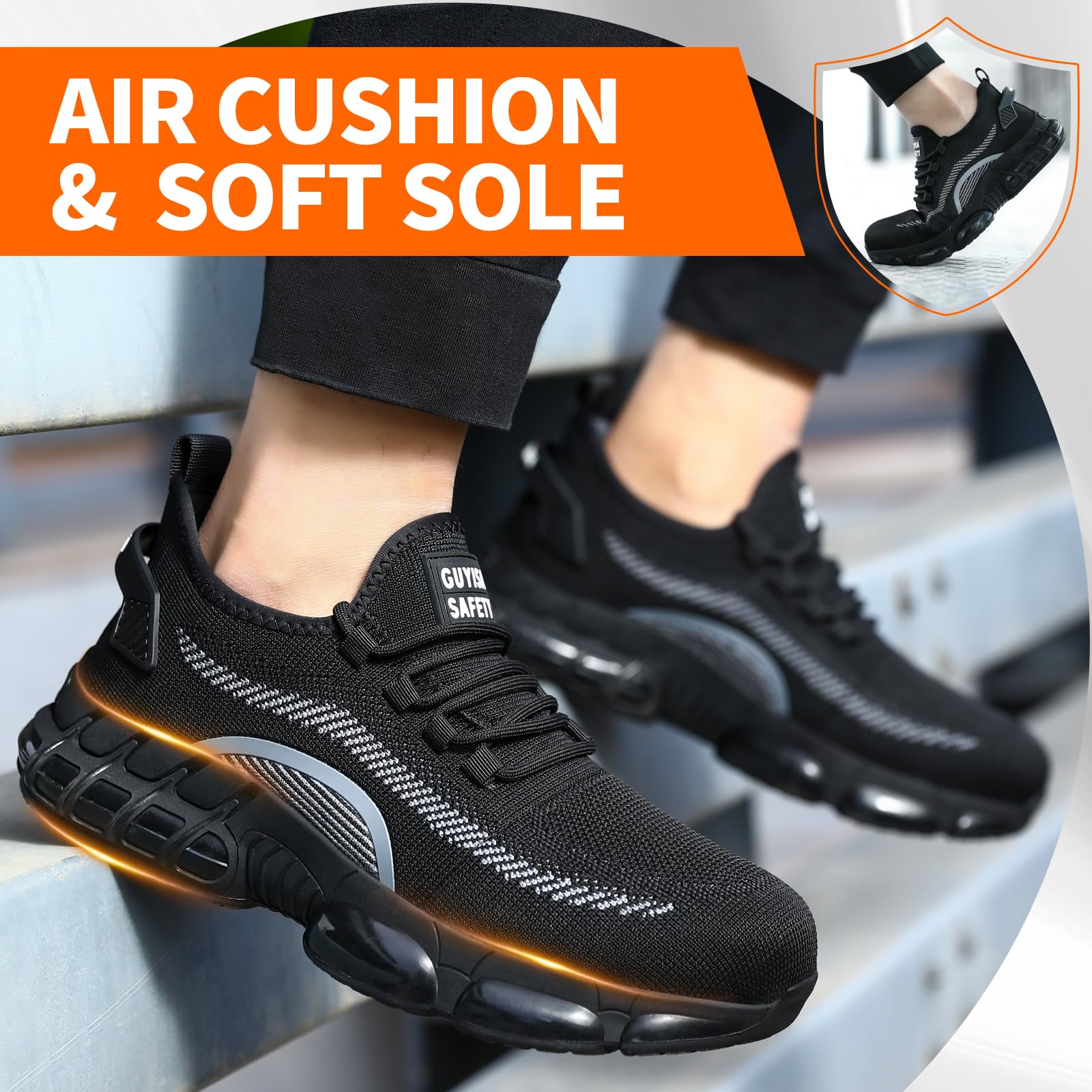 Snapklik.com : Steel Toe Shoes For Men No Slip Work Shoes Air Cushion ...