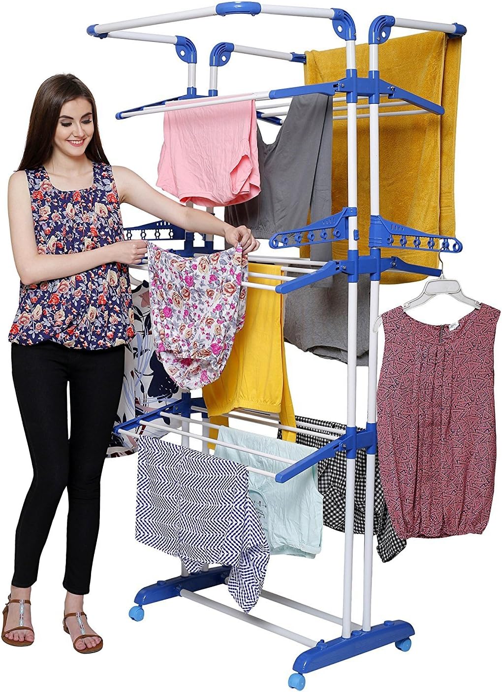 Plantex GI Steel Foldable Cloth Drying Stand/Clothes Rack/Clothes ...