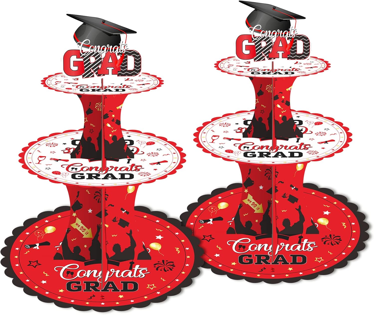 Amazon.com: Red and Black Graduation Cupcake Stand for 24 Cupcakes ...