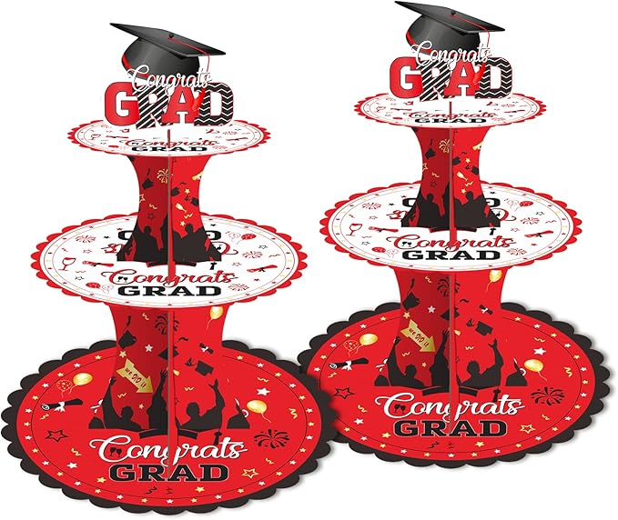 Amazon.com | Red and Black Graduation Cupcake Stand for 24 Cupcakes ...