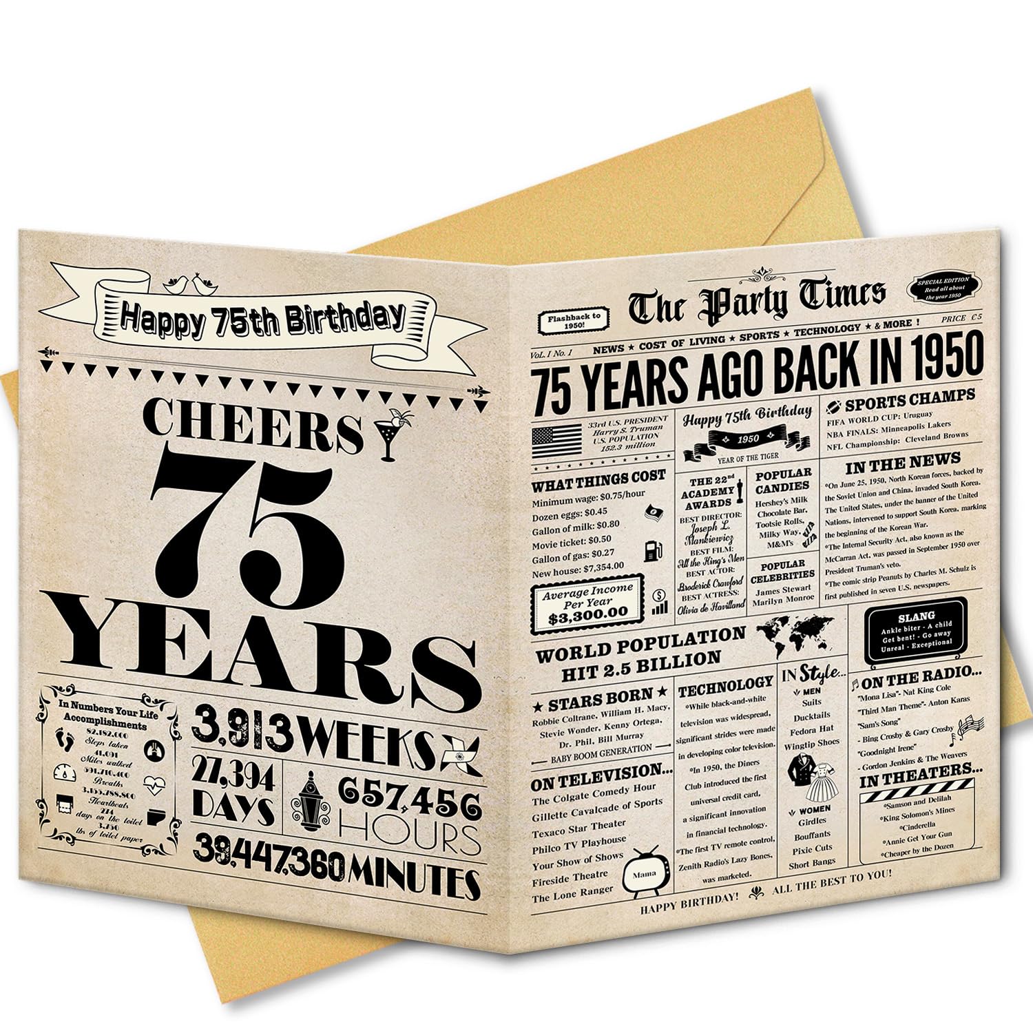 75th Birthday Card 75th Birthday Decorations Women Men 75th Birthday ...