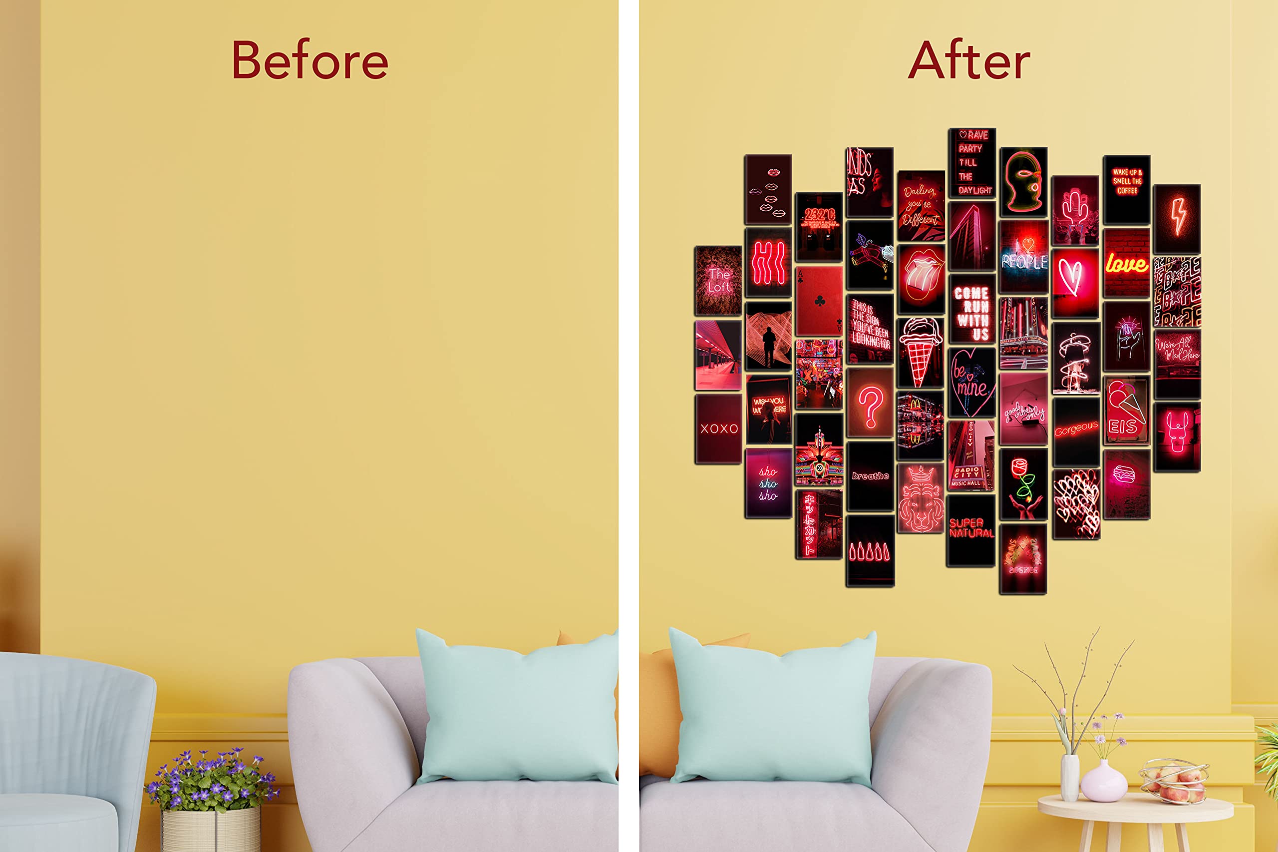 KOLL DECOR Red Aesthetic Room Decor Wall Collage Aesthetic - 50 Set 4 ...