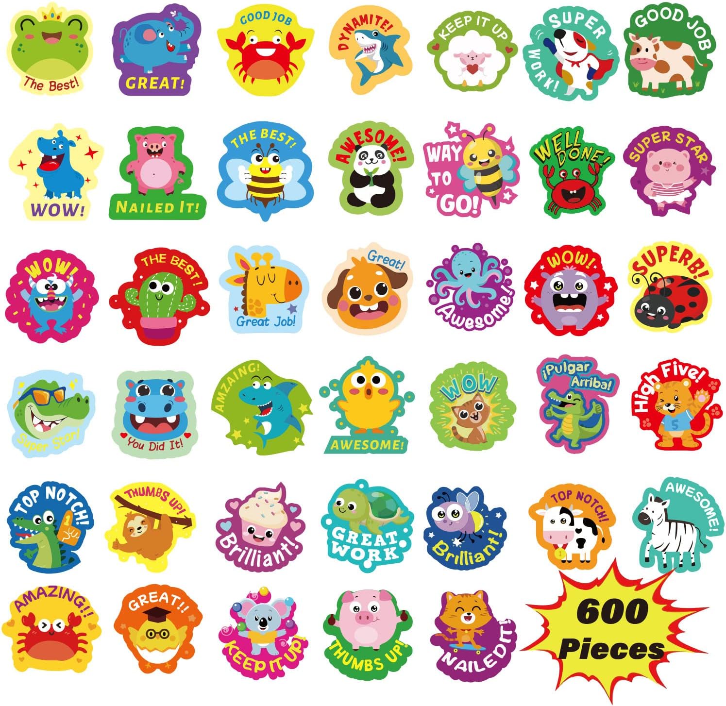 Amazon.com: 1020 Reward Stickers for Teachers, Punny Teacher Stickers ...