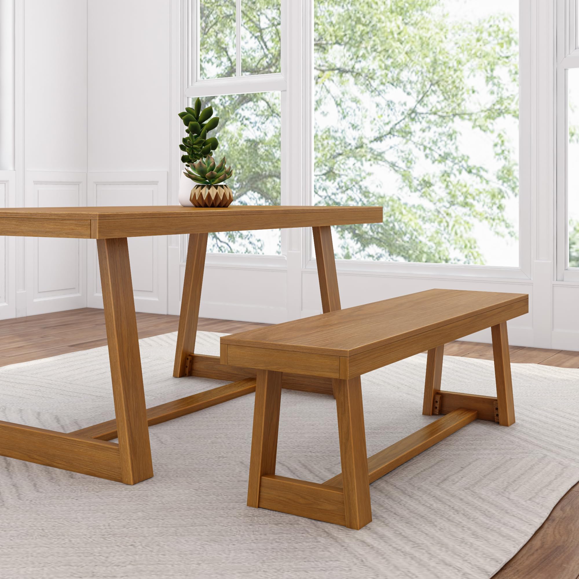 Amazon.com - Plank+Beam 60 Inch Farmhouse Dining Bench, Solid Wood ...