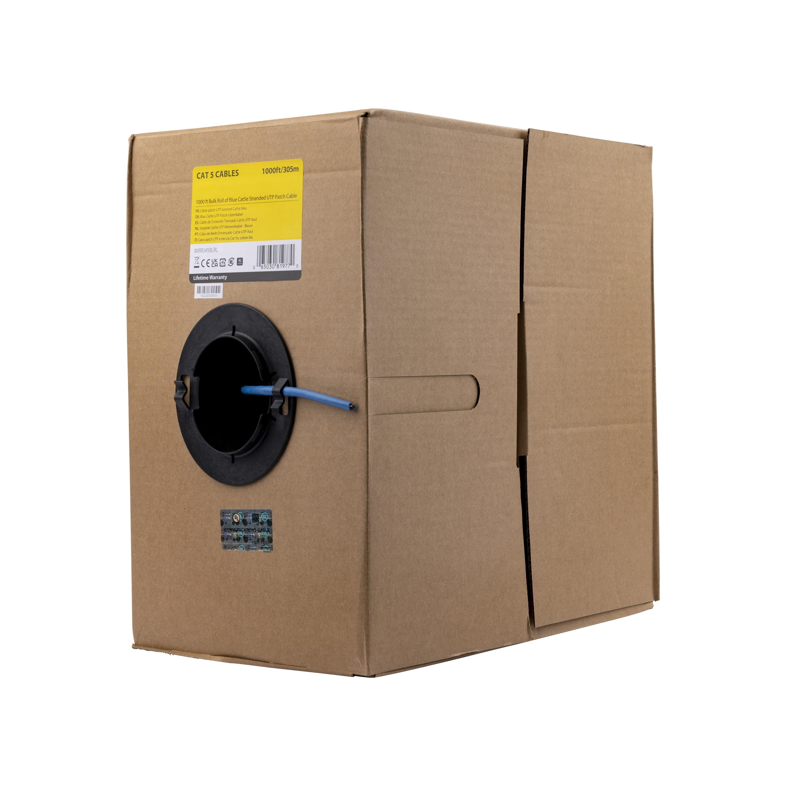 StarTech.com WIRRJ45BLRL Bulk Roll of Blue Cat5e Stranded UTP Patch ...