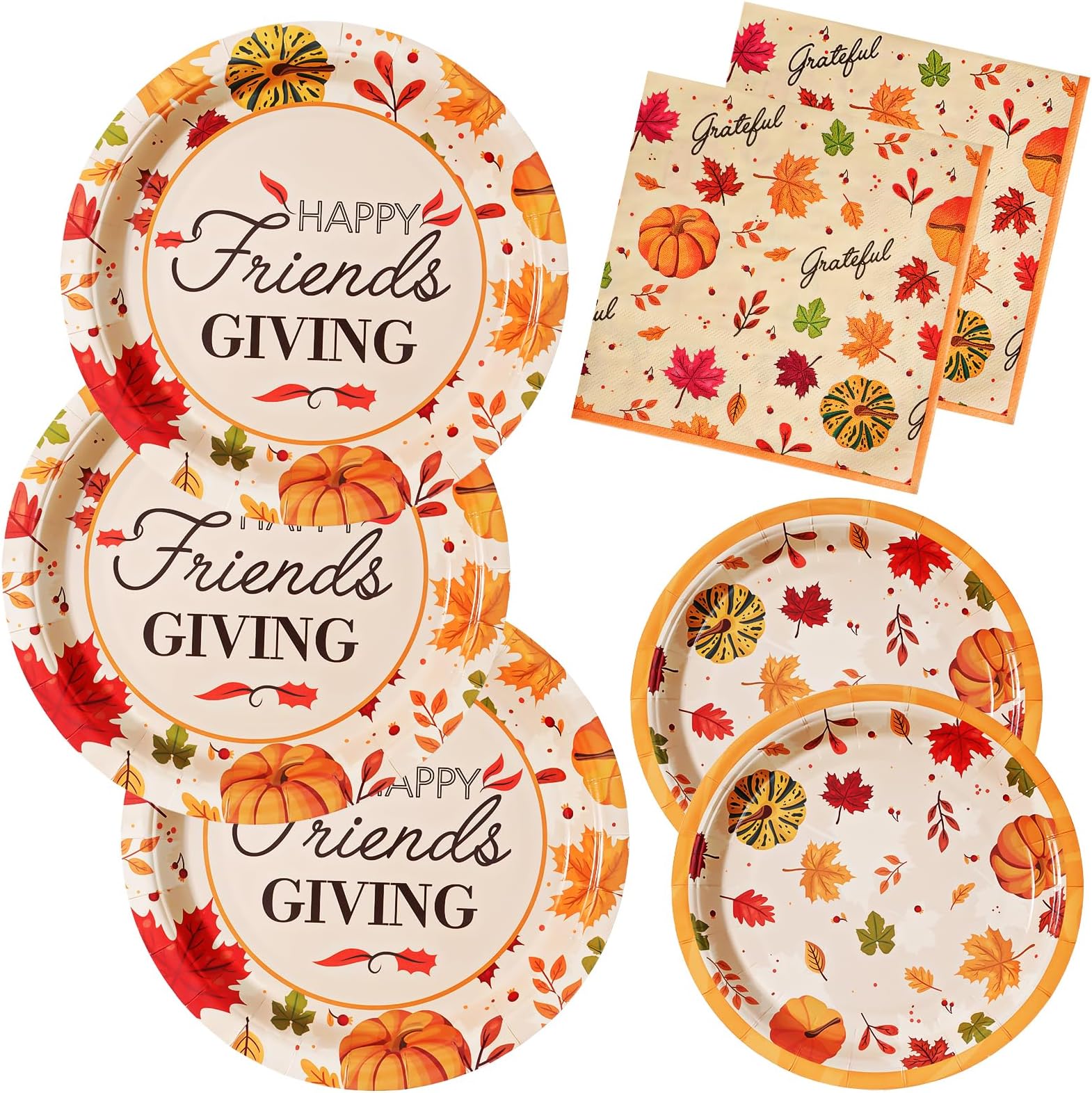 Amazon.com: Sparkle and Bash 48 Pack Friendsgiving Plates, 7-Inch Paper ...