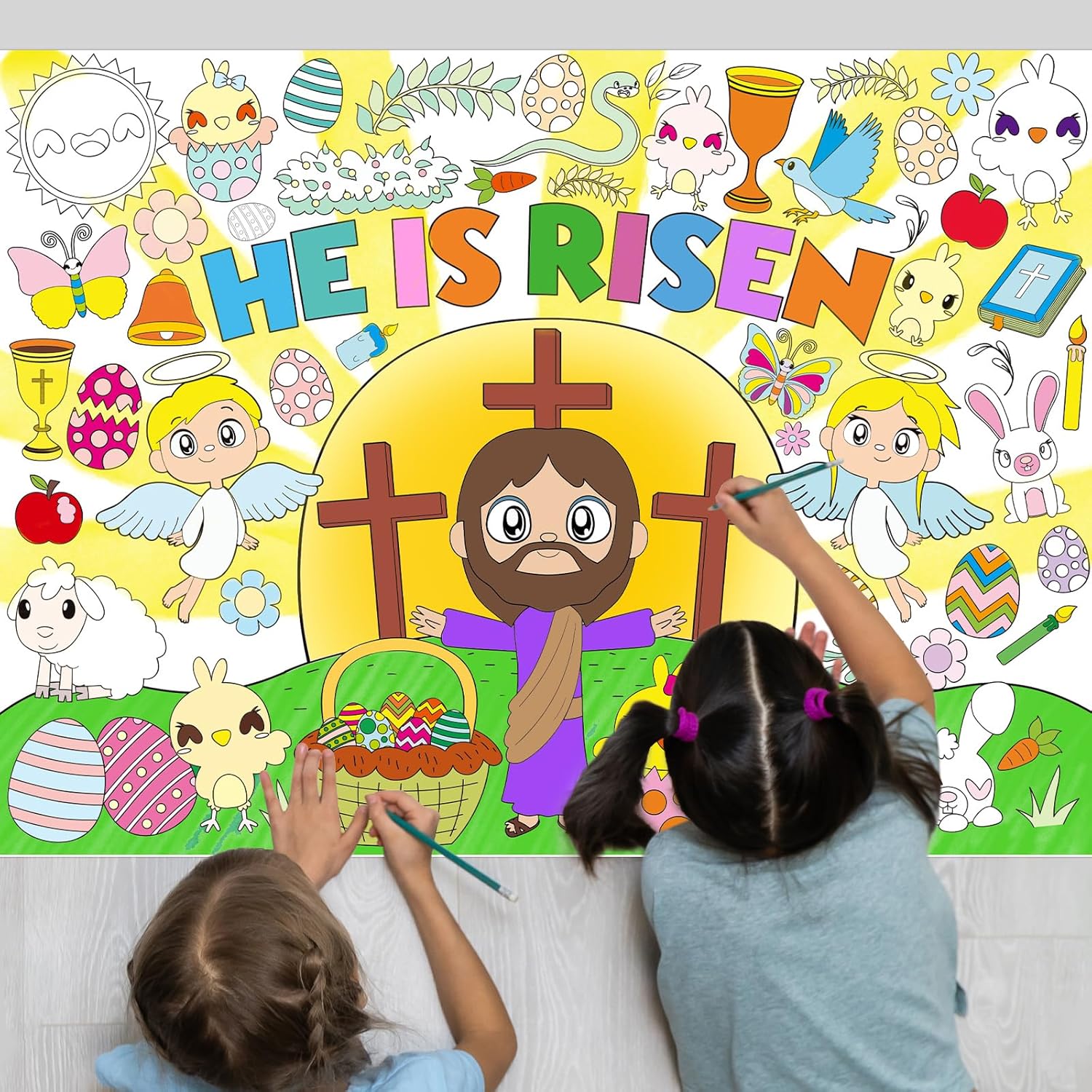 Amazon.com: Easter Christian Coloring Poster Craft for Kids 3PCS Large ...