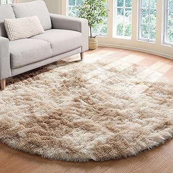 Amazon.com: ONASAR Tie-Dye Beige Round Area Rugs 5ft, Soft Bedroom ...