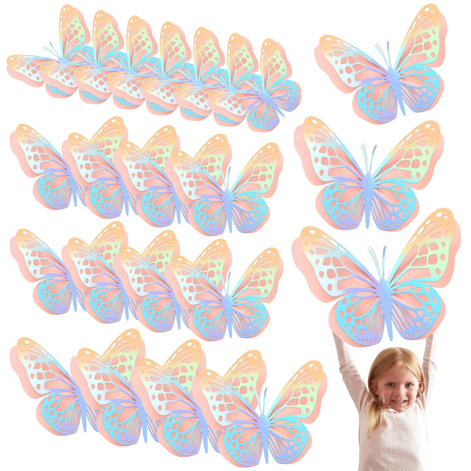 Geosar 20 Pcs 3D Large Butterfly Party Decoration 2 Layer Giant Paper ...