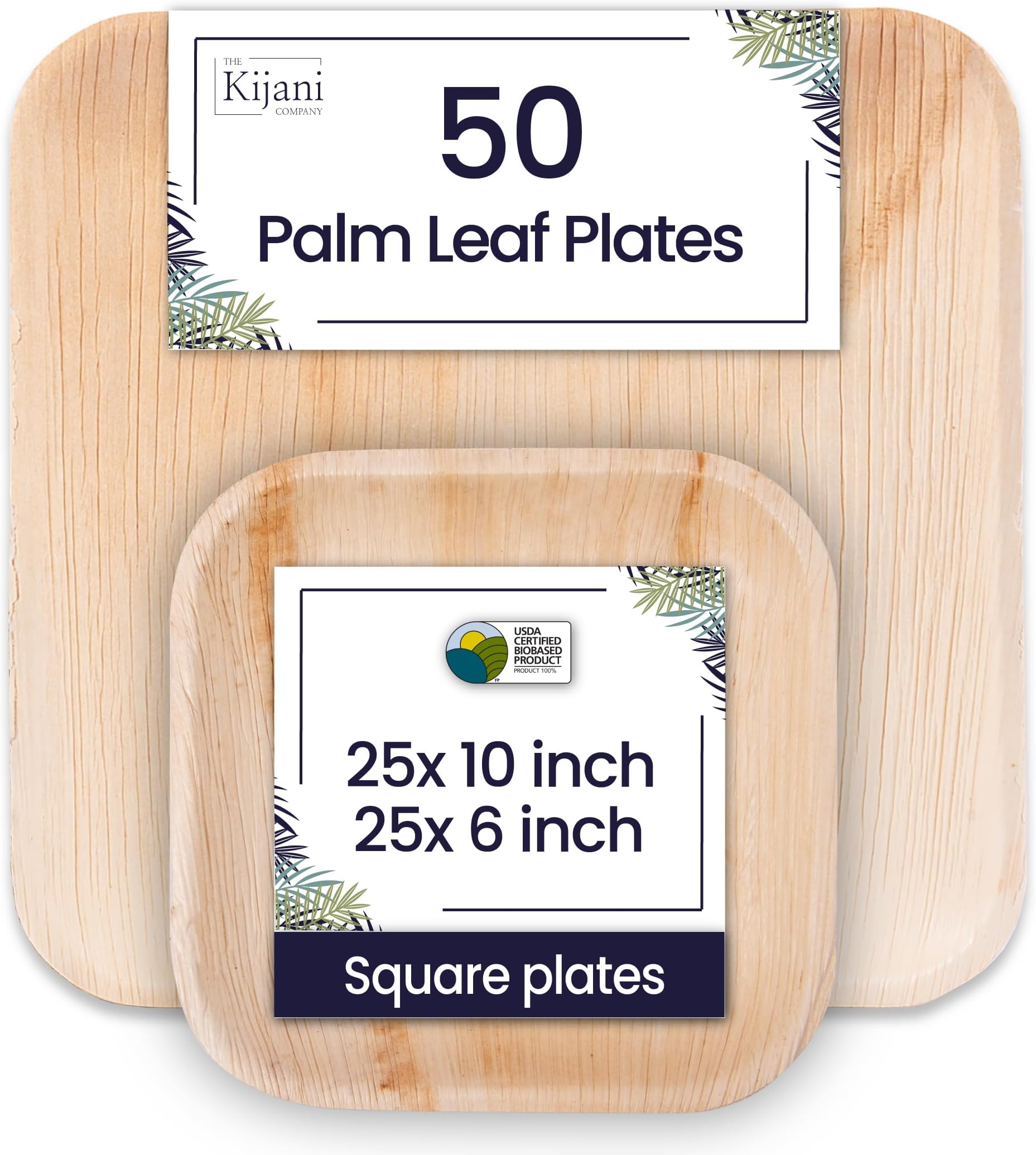 Amazon.com: Naturally Chic Palm Leaf Plates 10 Inch & 7 Inch Square ...