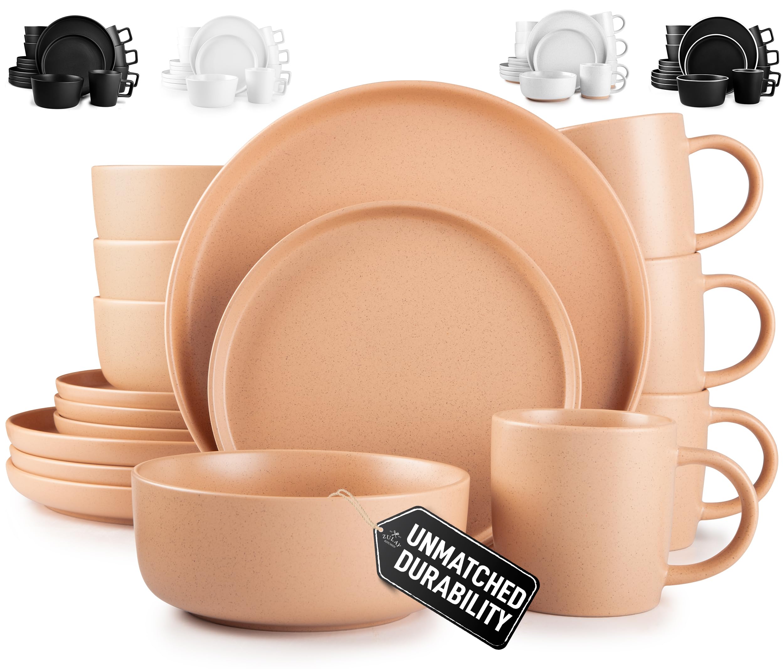 Amazon.com | Zulay Kitchen Terra Stoneware Dinnerware Set, Artisanal ...