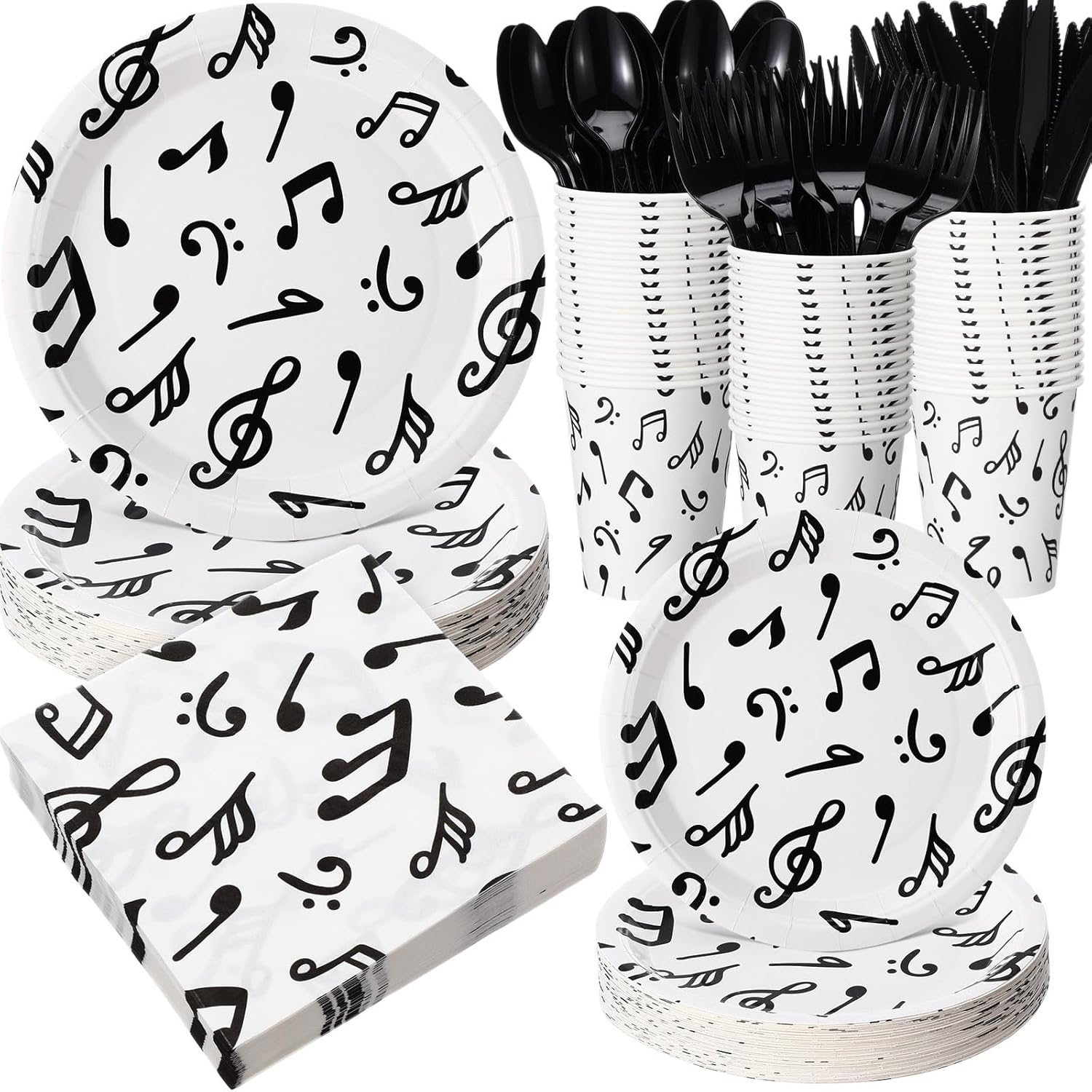 Amazon.com: Pickmesh 400 Pcs Music Paper Plates and Napkins Set ...