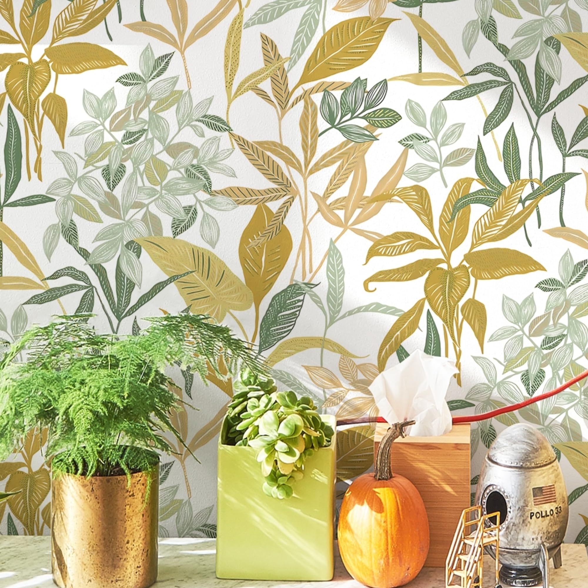Ismoon Peel and Stick Wallpaper Boho, Leaf Wallpaper Peel and Stick ...