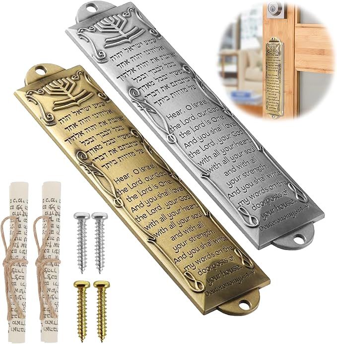 Amazon.com: Zariocy Set of 2 Mezuzahs - Metal Mezuzahs with Scrolls for ...