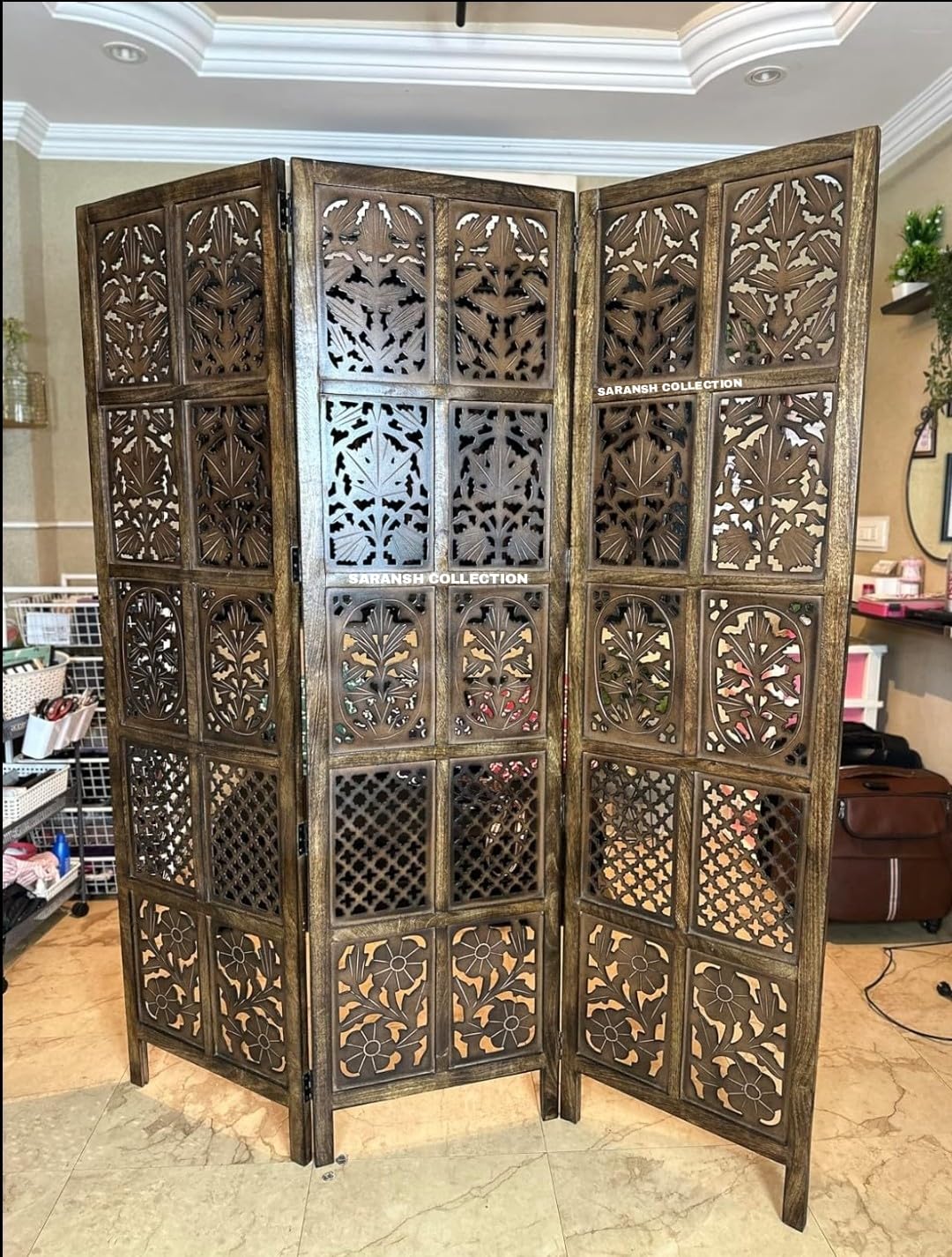 SARANSH Collection Wooden partition for Pooja Room/separators for ...