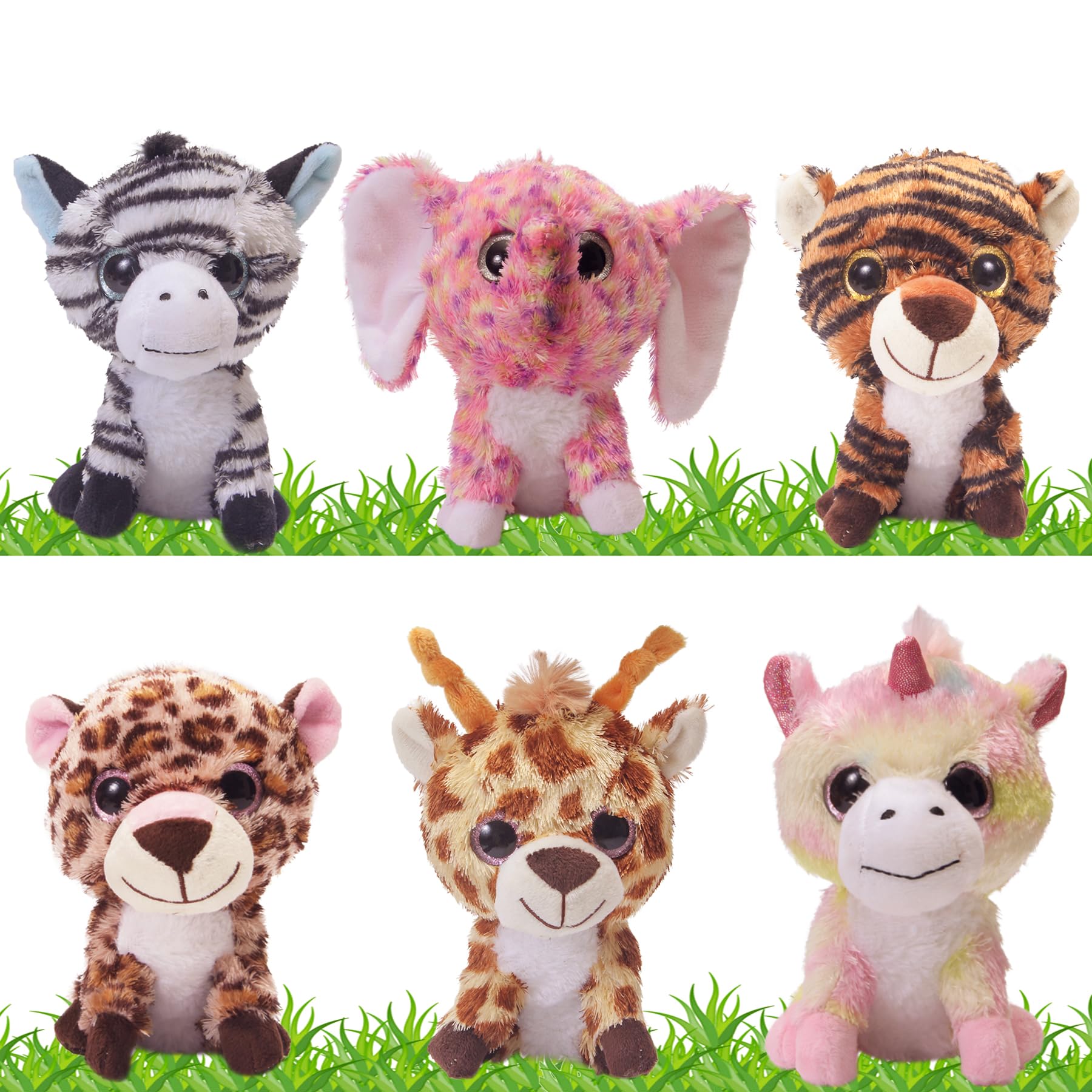 Amazon.com: Nleio 6 Pieces Plush Jungle Stuffed Animals Toys, 7" Cute ...