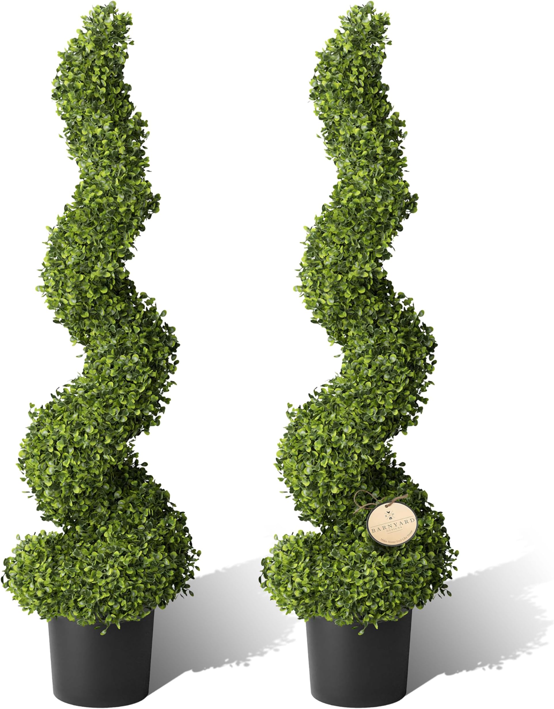Amazon.com: HAPPYGRILL Artificial Boxwood Spiral Tree Set of 2, 4-Ft ...