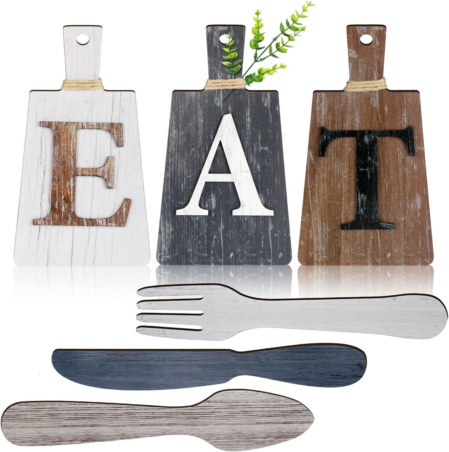 Amazon.com: 5 Pieces Wooden Let's Eat Sign, Fork Spoon and Knife Wood ...