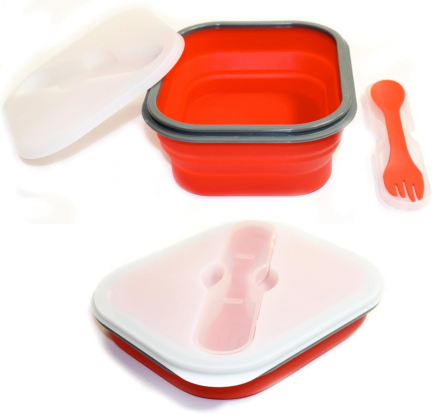 Amazon.com: Silicone Collapsible Food Container with 3 in 1 Utensil ...