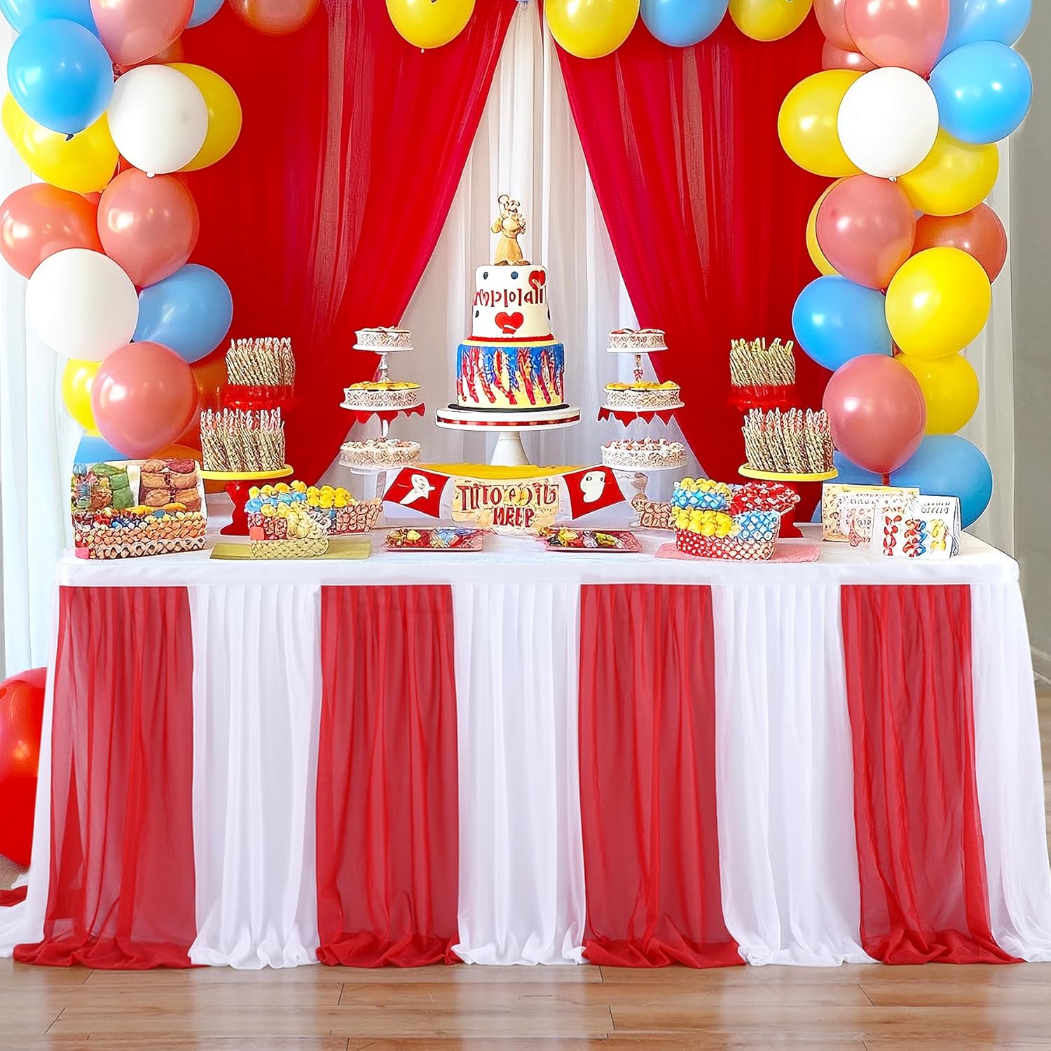 Amazon.com: Reb and White Striped Table Skirt for Rectangle Tables or ...