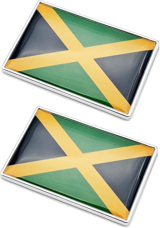 Amazon.com: 2 Pcs 3D Jamaica Jamaicans Flag Metal Car Stickers Chrome ...