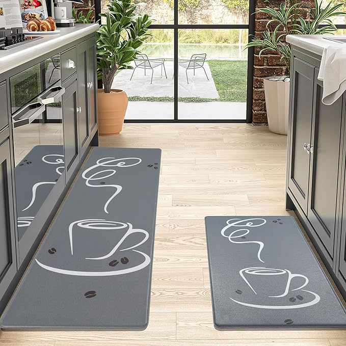 Alishomtll Kitchen Mats Sets Non Slip Waterproof, 2 Piece PVC Kitchen ...