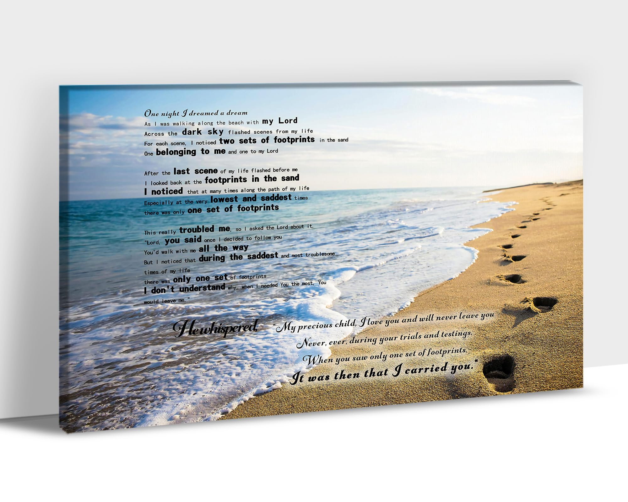 Footprints In The Sand Canvas Wall Art, Moder Christian Wall Art ...