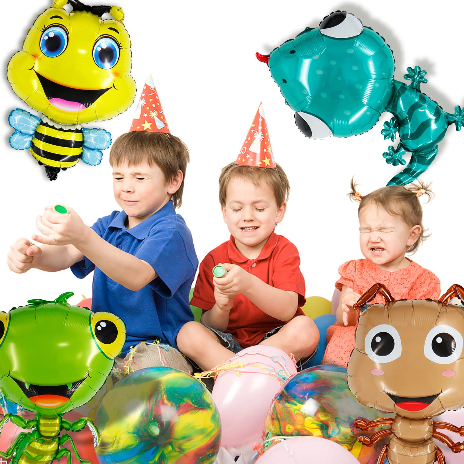 Snapklik.com : 4 Pcs Insect Balloons Animal Cute Bee Gecko Snail Mantis ...