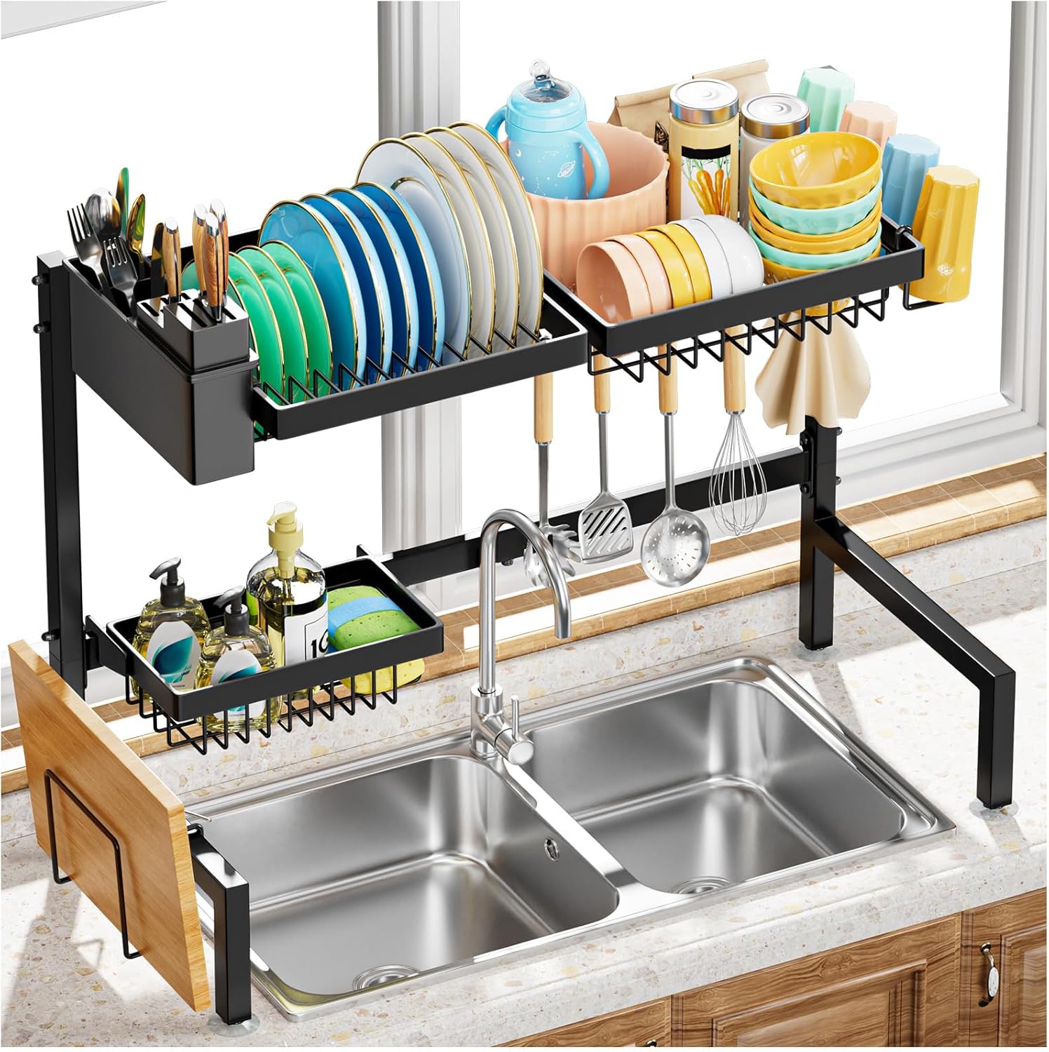 Amazon.com - YKLSLH Over The Sink Dish Drying Rack 2 Tiers, for All ...
