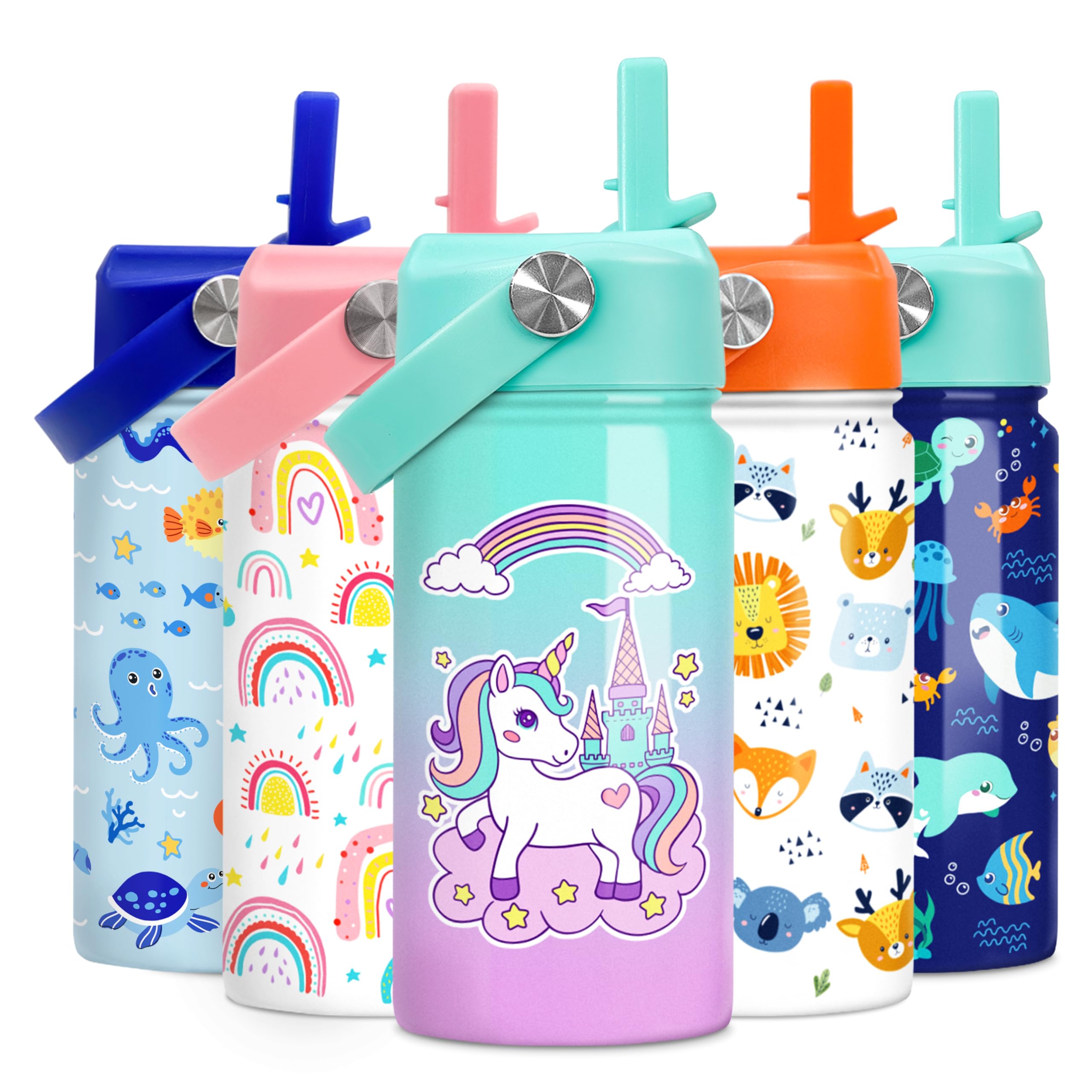 Amazon.com: Unicorn Water Bottle - Kids Water Bottle with Straw Lid ...