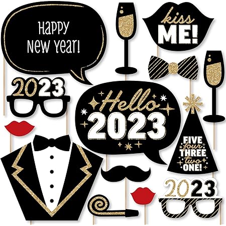 Amazon.com: Big Dot of Happiness Funny Hello New Year - NYE Party Photo ...