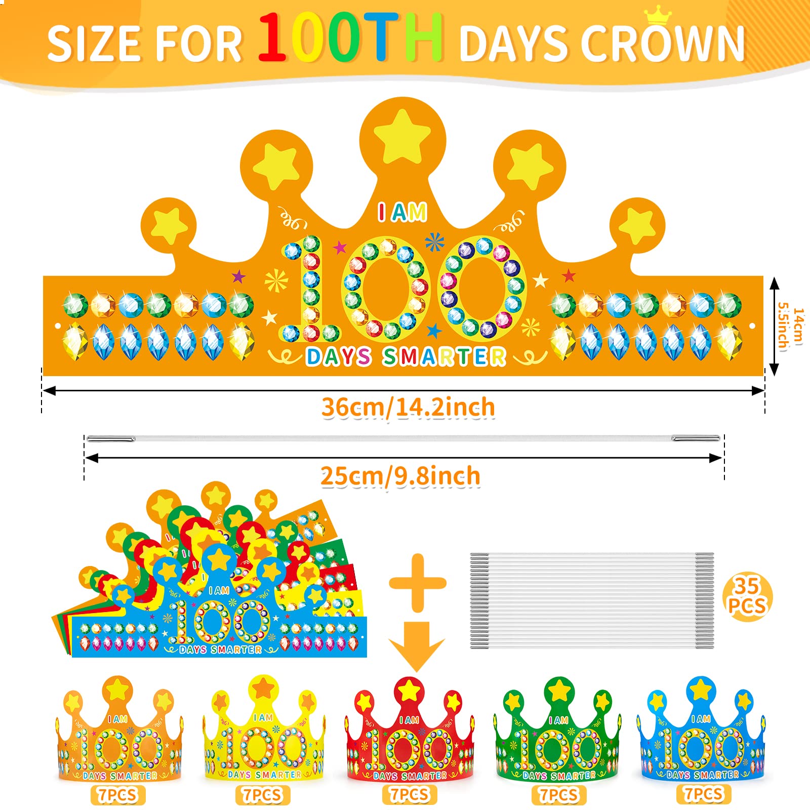 Buy Hedeey 35 Pieces 100th Day of School Paper Crowns,100 Days of ...